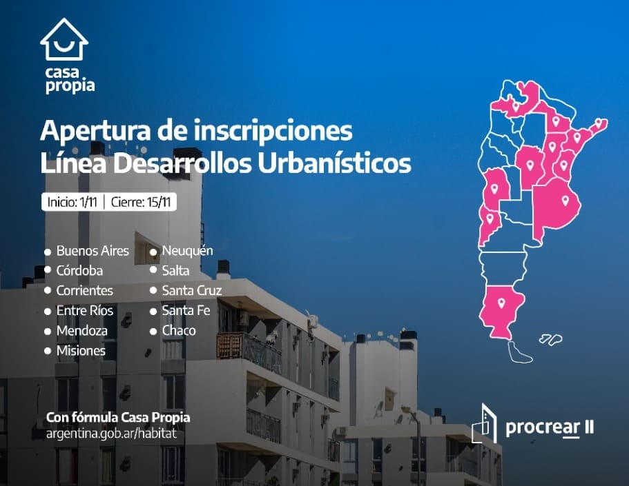 Procrear II: se abre la inscripción para Desarrollos Urbanísticos